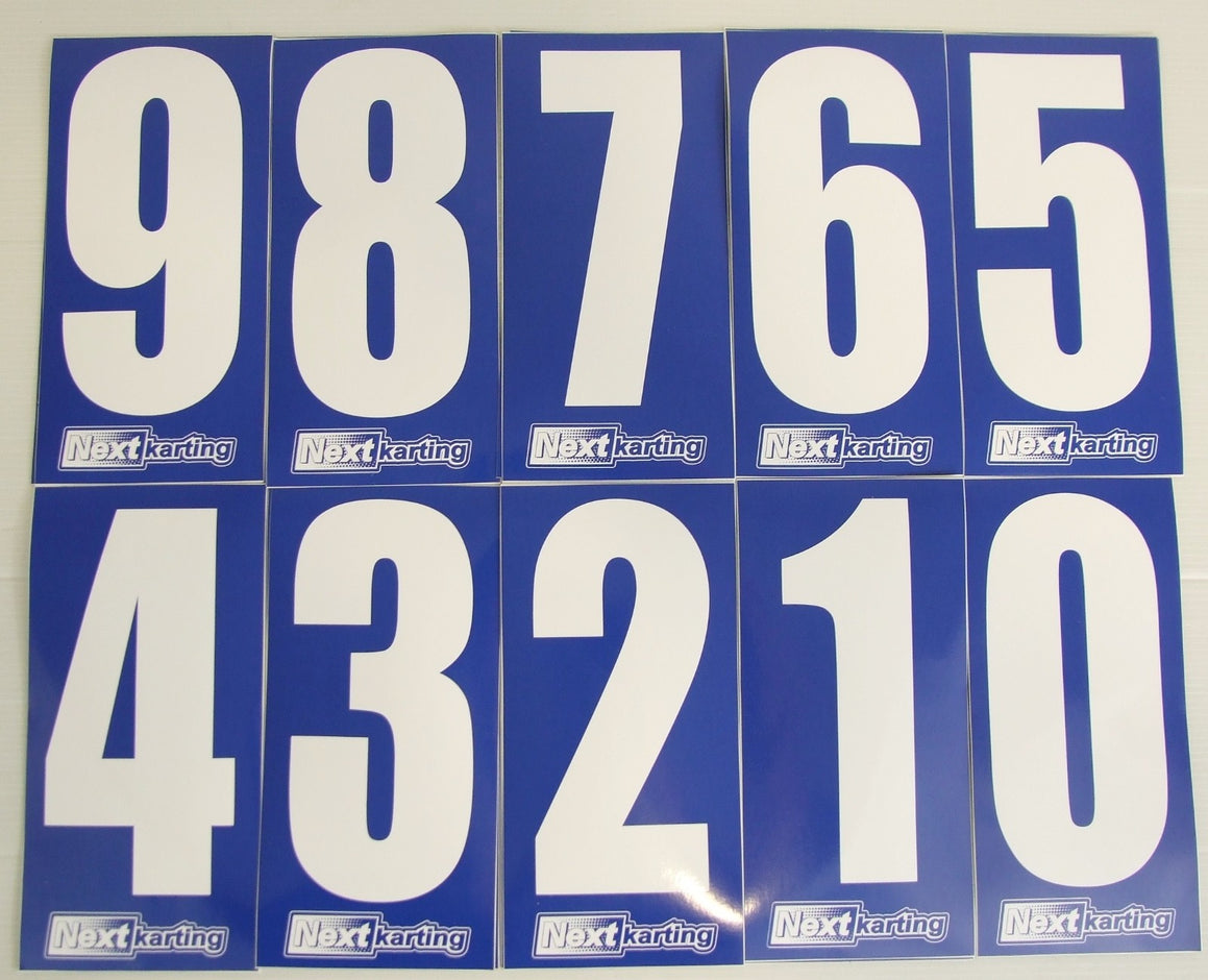 White Numbers on Blue background Pack Of 4 – Next Karting